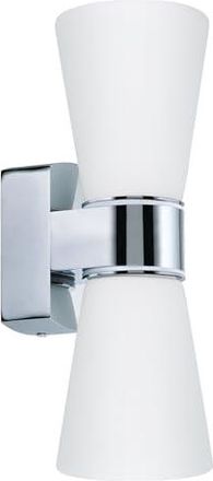 Eglo LED Wandlampe Cailin, 2 flammige Wandleuchte, Spiegelleuchte aus Aluguss in Chrom und satiniertem Glas in Wei&szlig;, Badezimmer Lampe, LED Feuchtraumleucht