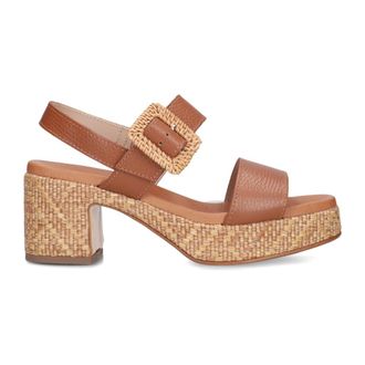 Stefano Lauran Elegante Cognac Sandalen mit 7cm Absatz - - Shoes - Damen - Braun - 38 EU