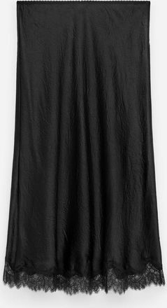 Arket Satinrock Mit Spitze -Schwarz
