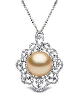 Yoko London pendentif en or blanc 18ct serti de diamants et de perles des mers du Sud - Argent