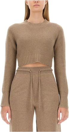 Max Mara Femme, Pulls, Beige, Taille: 40 FR Ensemble pull court en maille et pantalon large