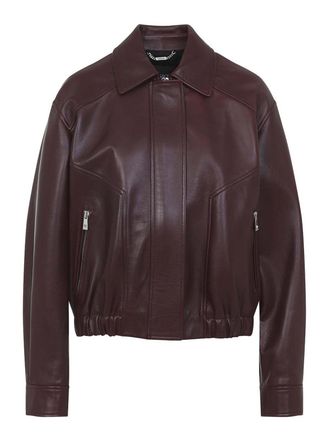 Versace Manteau En Cuir - Bordeaux