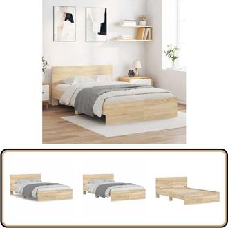 vidaXL Cadre de lit sans matelas chêne sonoma 120x200 cm - Cadre De Lit - Lit Double - Lit En Bois - Lit Design - Literie