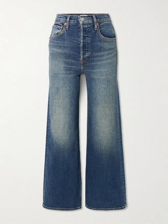 Re/Done Verkürzte, Hoch Sitzende Jeans Mit Weitem Bein - Blau