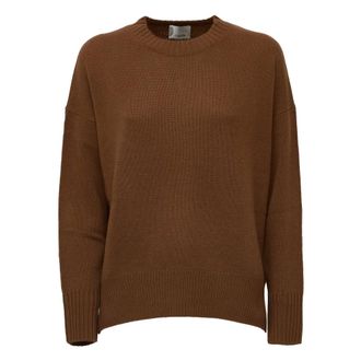 Allude Pull en maille c&ocirc;tel&eacute;e &agrave; col rond - Femme - Pulls - Brun - Taille: 40 FR