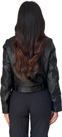 Ital-Design Lederimitatjacke Cropped Kunstlederjacke f&uuml;r Damen - Trendig & Vielseitig (90764026) Bikerjacke in Schwarz