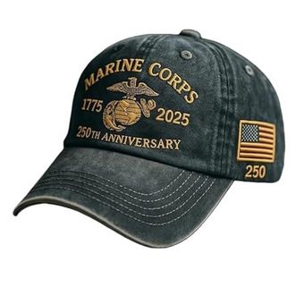 Generic Marine Corps Casquette de baseball 250e anniversaire de mariage, chapeau danciens combattants brod&eacute;s, salut aux v&eacute;t&eacute;rans patriotiques, r&eacute;glable, confo