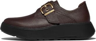 FitFlop Femme F-Mode Stitch Tumbled-Leather Monk Strap Shoes Mocassin &agrave; Sangles, Chocolat, 39 EU