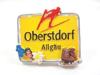 Generic Oberstdorf Magnet Poly Souvenir Germany Skispringen Schlittschuhe Ortsschild