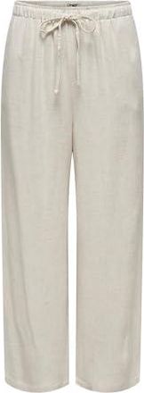 Only Onlsiesta MW Pull-up Linen BL Pant Pantalon en Tissu, Beige Clair, L x 32L Femme