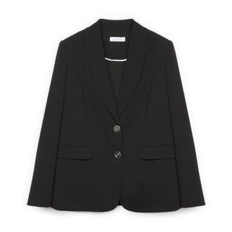 Fiorella Rubino Femme, Vestes, Noir, Taille: 46 FR Blazer ajust&eacute; en tissu stretch