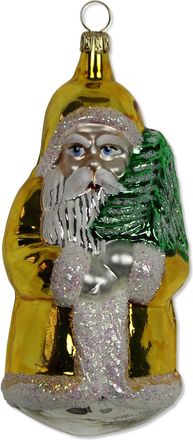 Lauschaer Glas Christbaumschmuck großer Weihnachtsmann Gold Christbaumschmuck mundgeblasen,handdekoriert