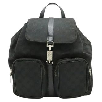 Gucci Pre-owned Sac &agrave; dos en toile et cuir GG - Femme - Pre-owned - Noir - Taille: ONE Size