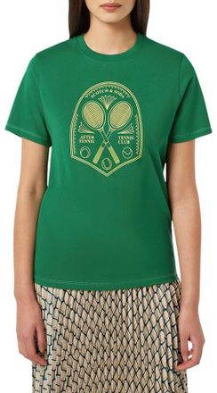 Scotch & Soda Damen T-Shirt Chest Artwork Regular T-Shirt, Bright Green,XS