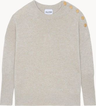 Kujten Pull cachemire col rond à boutons femme, 4 fils - Pull Pinky