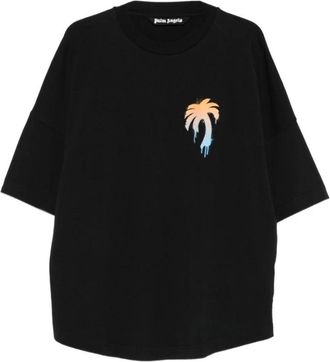 Palm Angels Homme, Tops, Noir, Taille: M T-Shirt &agrave; imprim&eacute; palmier