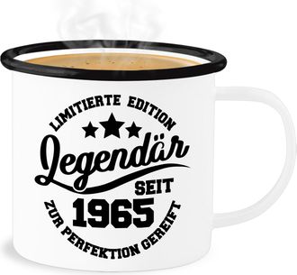 Shirtracer Emaille Becher Blechbecher - 60. Geburtstag Tasse - Legendär seit 1965 - schwarz - 300 ml - Weiß Schwarz - 60er 1963 sechzig bin 60 60ten geboren 60.j