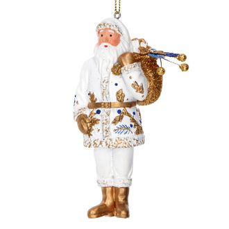 Gisela Graham Weihnachtsmann aus Kunstharz, 10 cm, Blau / Wei&szlig; / Gold