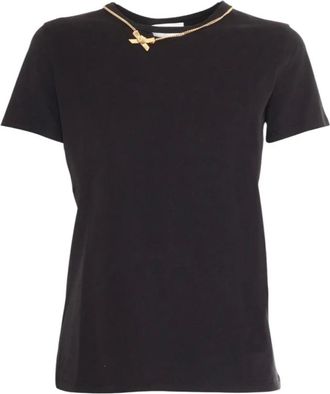 Elisabetta Franchi Femme, Tops, Noir, Taille: 42 FR T-shirt Noir