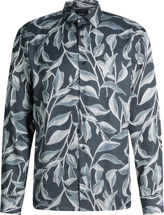 Joop Homme, Chemises, Bleu, Taille: 2XL Chemise en Viscose avec Imprim&eacute; Motif V&eacute;g&eacute;tal