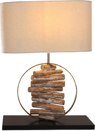 Guru Shop Tischlampe/Tischleuchte, in Bali Handgemachtes Unikat aus Naturmaterial, Baumwolle - Modell Matador, 47x36x16 cm