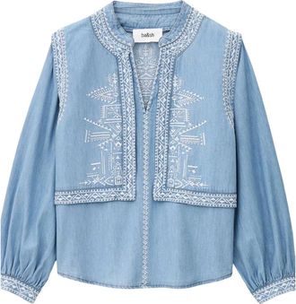 BA&SH Femme, Blouses et Chemises, Bleu, Taille: 42 FR Chemise Chambray &agrave; Effet Denim