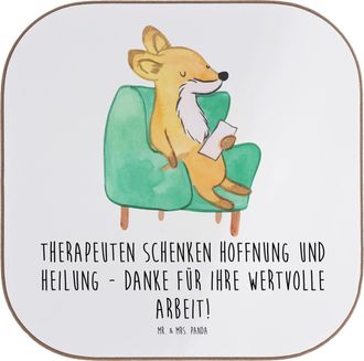 Mr. & Mrs. Panda gl&auml;seruntersetzer Therapeut Dankesch&ouml;n - Geschenk, Tischuntersetzer, Untersetzer f&uuml;r Gl&auml;ser, Holzuntersetzer, Aufmerksamkeit, Dankbarkeit, Herausforde