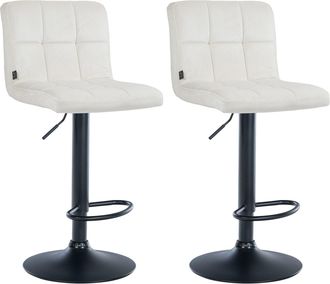 Clp 2er Set Barhocker Peru Samt I Höhenverstellbarer Drehstuhl Mit Gestepptem Polster I Komfort Thekenhocker Mit Fußstütze Und Metallgestell, Farbe:Creme,