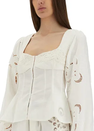 Marine Serre Upcycled Cotton Blouse - White