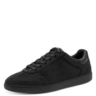 Tamaris Plateausneaker TAMARIS, Damen, Gr. 36, schwarz, Lederimitat, Textil, Glitzer, unifarben, Schuhe Plateausneaker, Freizeitschuh, Halbschuh, Schn&uuml;rschuh 
