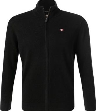 Napapijri Herren Cardigan schwarz Merinowolle unifarben