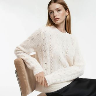 La Redoute Collections Pull En Maille Ajour&eacute;e Laine Et Alpaga M&eacute;lang&eacute;s