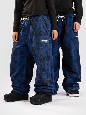 Souvenir Parachute Hose petrol blue blotch print