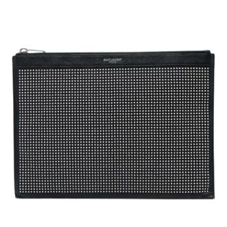 Saint Laurent Pre-owned Nieten Leder Clutch - - Pre-owned - Damen - Schwarzk - ONE SIZE