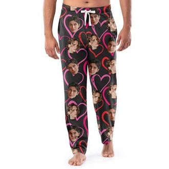 Generic Pantalon de pyjama personnalis&eacute; avec 3 photos, pyjama personnalis&eacute; visage pantalon pantalon de pyjama assorti v&ecirc;tements de nuit pour homme amoureux, b
