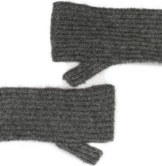 MRZ Cashmere Ribbed-Knit Fingerless Gloves - Grey