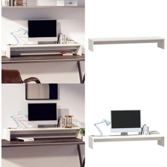 vidaXL Monitorst&auml;nder Wei&szlig; 100x27x15 cm Massivholz Kiefer - Monitorst&auml;nder - Holz Monitorst&auml;nder - Kiefer Monitorst&auml;nder - Schreibtisch Organizer