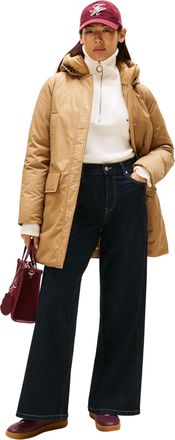 Tommy Hilfiger Damen Parka Padded Nylon mit Kapuze, Beige (Safari Canvas), M