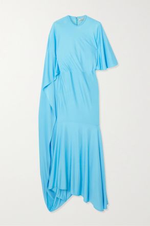 Stella McCartney Asymmetrisches Maxikleid Aus Jersey Mit Cape-effekt - Blau