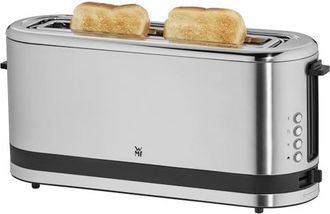 WMF KITCHENMINIS Grille Pain, 1 Fente Extra Longue, 7 Niveaux de Brunissage, R&eacute;chauffe Viennoiserie, 4 Fonctions, Inox Cromargan Haute Qualit&eacute;, 900W, 0414