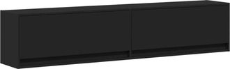 vidaXL Vidaxl - Meuble tv mural avec led noir 180x31x38 cm