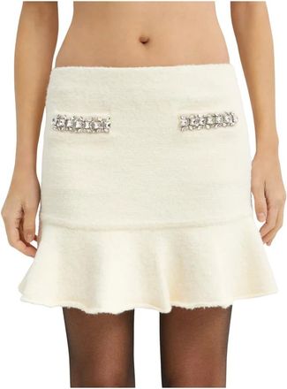 Self Portrait Femme, Jupes, Beige, Taille: 36 FR Mini-jupe douce en maille