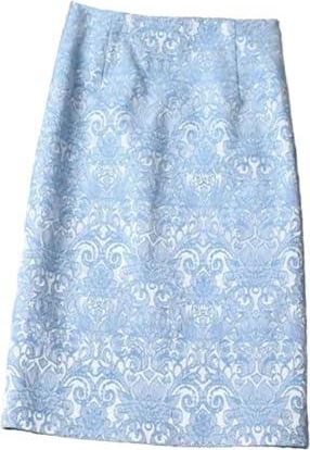 Generic Jupe mi-longue en jacquard &agrave; fleurs pour femme, style fran&ccedil;ais, mince, sac de hanche, bleu, Taille M