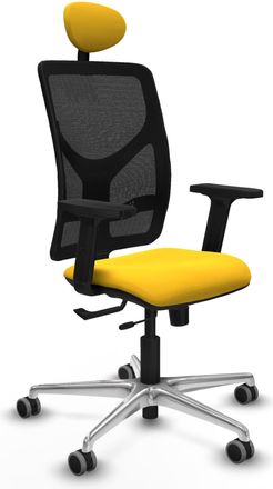 Piqueras y Crespo Computerstuhl mit 2D-Armen, h&ouml;henverstellbarer Lendenwirbelst&uuml;tze und festem Kopfteil, ausgestattet mit Syncro/Traslack und Schneideschaum, Schwarz/Ge