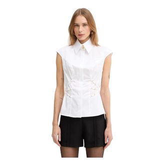 Elisabetta Franchi Top sans manches en coton popeline - Femme - Tops - Blanc - Taille: 40 FR