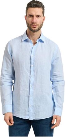 Bugatti Homme, Chemises, Bleu, Taille: 2XL Linen Shirt