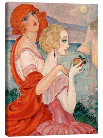 Posterlounge Auf dem Weg nach Anacapri Leinwandbild von Gerda Wegener 30 x 40 cm Rot Wandbilder Wanddeko