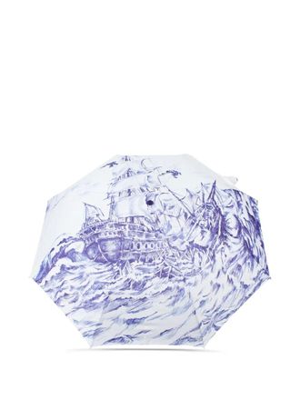 Moschino parapluie pliant à à motif nautique - Blanc