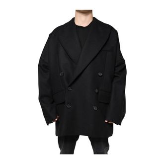 Dolce & Gabbana Oversized Double Breasted Wool Coat - - Coats - Herren - Schwarzk - L