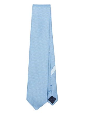 Ferragamo Seidenkrawatte mit Gancini-Muster - Blau